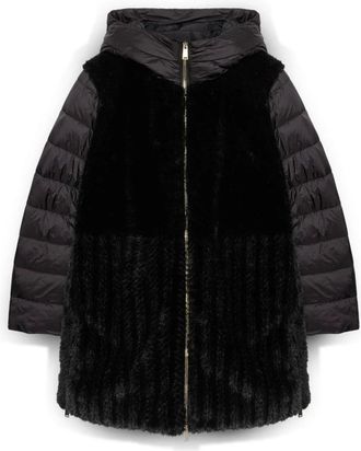 Fiorella Rubino Femme, Vestes, Noir, Taille: 48 FR Doudoune Bimat&eacute;riau avec Capuche