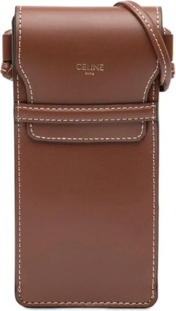 Celine Hobo Bags - Leather Phone Pouch Flap Crossbody - Gr. unisize - in Braun - f&uuml;r Damen