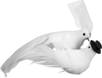 Artibetter HOLIDYOYO 1 Paar K&uuml;nstliche Wei&szlig;e Tauben Dekofigur aus Leichtem Schaumstoff Realistische Vogelskulptur f&uuml;r Weihnachts und Gartendekoration Umweltfreun