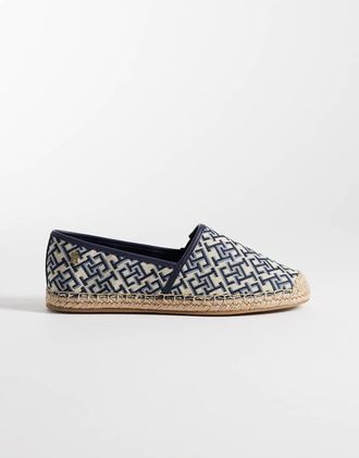 Tommy Hilfiger Espadrilles in Marineblau mit Monogramm-Jacquardmuster-Navy