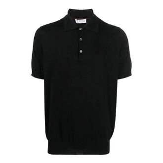 Brunello Cucinelli Baumwollpolo mit dunkelgrauen Details - - Tops - Herren - Schwarzk - S