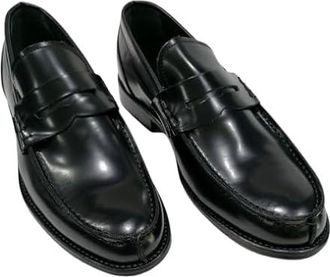 Generico Alessandro Gilles Mocassino College en cuir bross&eacute;, chaussures &eacute;l&eacute;gantes pour homme, cuir v&eacute;ritable italien, noir,, Noir, 42 EU Stretta