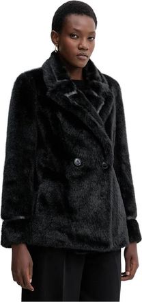 Twinset Femme, Vestes, Noir, Taille: 42 FR Manteau court en fausse fourrure