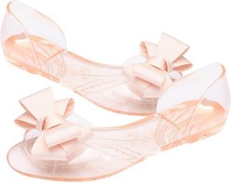 FOMIYES Sandales Plates Femme Style Jelly avec Noeud Chaussures Dété Créatives pour Plage Légères et Faciles à Enfiler Beige