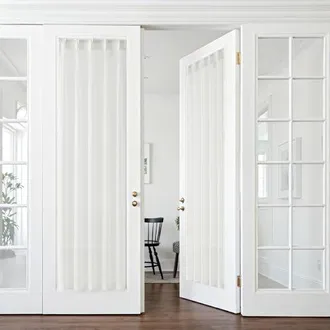 Miulee Voilages Rideaux Pliss&eacute;s avec Crochets pour Syst&egrave;me de Rail,Draperie Semi-Transparent avec Attaches Arri&egrave;re,Voile Int&eacute;rieur pour Cuisine Fen&ecirc;tre Chamb