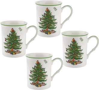 Spode Weihnachtsbaum S/4 TASSEN 12oz