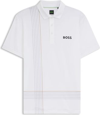 BOSS Herren Polo Check TOC Schnell trocknendes Active Poloshirt mit Karo-Artwork Weiß XXL