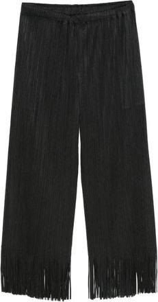 Pleats Please Issey Miyake Bundfaltenhose mit Fransen - Schwarz