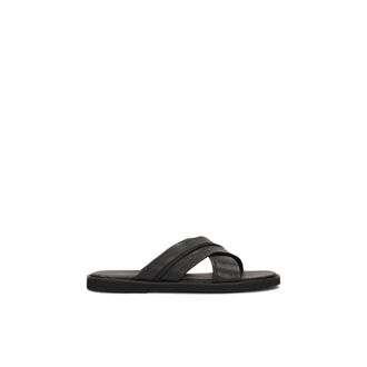 Kazar Herren Leder-Pantoletten mit gekreuzten Riemen - - Shoes - Herren - Schwarzk - 46 EU