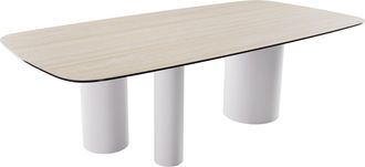 DELIFE Esszimmertisch Edge Boot Keramik Travertin Natur 240x120 Troa Metall Weiß