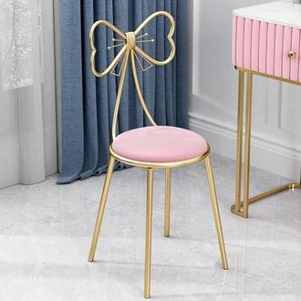 Generic Fauteuil de Coiffeuse - Tabouret de Maquillage à Dossier Haut en Velours Rose avec noeud for Coiffeuse, Chambre, pièce, siège Confortable et élégant(P