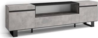 Skraut Home | TV-Schrank, Lowboard | für Wohnzimmer und Esszimmer | 200x57x35cm | Für TV-Geräte bis zu 80 | Industriedesign | Moderner Stil | Zement