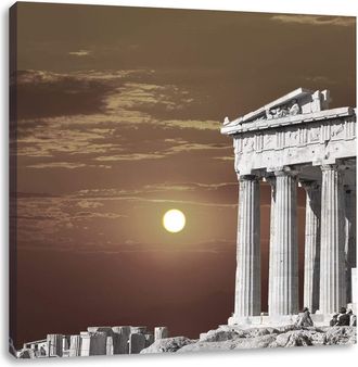 Pixxprint sch&ouml;ner Tempel der Athene, Gr&ouml;&szlig;e: 70x70, Leinwandbild Quadratisch, Wandbild, Kunstdruck, fertig bespannt