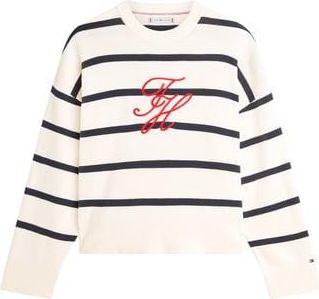 Tommy Hilfiger Pull logo &agrave; rayures en coton