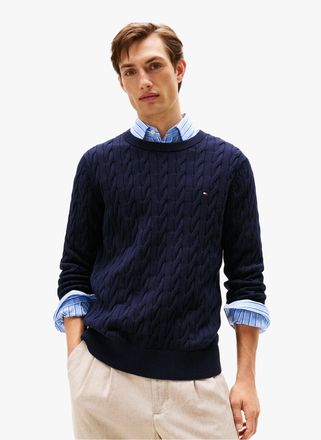 Tommy Hilfiger Pull en maille torsad&eacute;e en coton