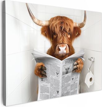 MuchoWow &copy; Wandbilder 80x60 cm Schlafzimmer Home Deko Wohnung Bild Badezimmer WC Toilette Fotoleinwand Wand Bilder Leinwand Wall Decor Vintage - Elefant - Bade