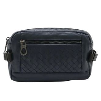 Bottega Veneta Sac Banane en Cuir Intrecciato Pre-owned - Homme - Pre-owned - Bleu - Taille: ONE Size