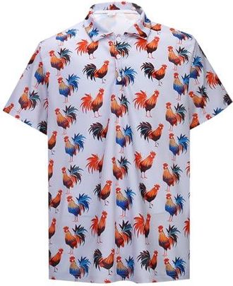 Generic Polo Homme &Eacute;t&eacute; Revers Chemise &agrave; Revers pour Impression R&eacute;tro Manches Courtes, rouge, 5XL