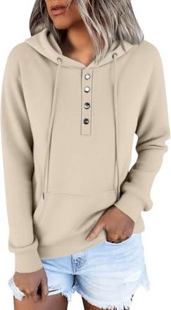 Generic Sweat &agrave; capuche uni &agrave; manches longues pour femme - Veste r&eacute;guli&egrave;re avec capuche - L&eacute;ger - Manches longues - Manteaux &agrave; capuche amples Y2k, beige, 4XL