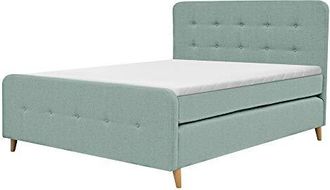 Selsey JUKOMA - Boxspringbett/Doppelbett mit Holzbeinen, Bonellfederkernmatratze und Topper (Mintgrün, 180 x 200 cm)