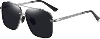 Generic Lunettes De Soleil Polaris&eacute;es Carr&eacute;es For Hommes Et Femmes, Grandes, For La Conduite Et Les Trajets Domicile-travail.(Silver)