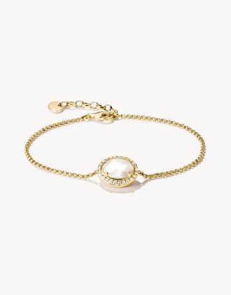 Thomas Sabo bracelet avec nacre et zirconias blancs en or jaune, blanc-Dor&eacute;