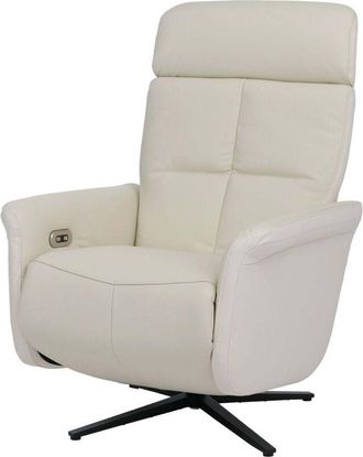 Hhg [NEUWERTIG] Relaxsessel HHG-798, TV-Sessel Liegesessel, Liegefunktion drehbar, elektrisch verstellbar Voll-Leder creme-wei&szlig;