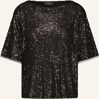 Monari Monari T-Shirt Aus Mesh Mit Pailletten schwarz