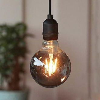 Hellum Lampe à suspendre avec pile et télécommande outdoor, G95 9,5 x 13,7cm, ampoule smoky avec pile, lampe à suspendre rétro dimmable pile, lampe à suspend