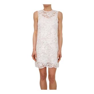 Twinset Femme, Robes, Blanc, Taille: 36 FR Courte Robe en Dentelle avec Sequins