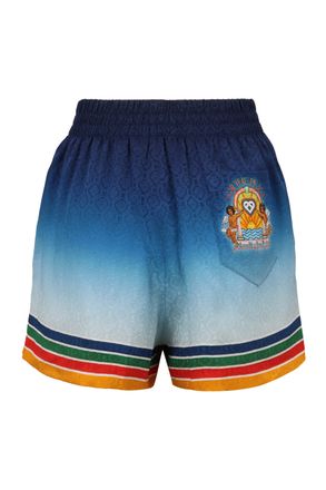 Casablanca Womens Blue Silk Back-Print Shorts