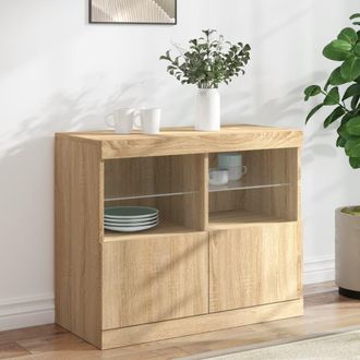 vidaXL Credenza Con Luci Led Rovere Sonoma 81x37x67 Cm - Vidaxl