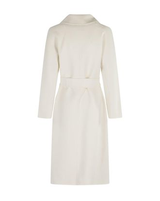 Max Mara Womens Long Wrap Coat Cles White Virgin Wool