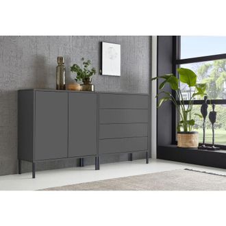 BMG M&ouml;bel BMG M&ouml;bel Sideboard Mailand Set 3, grifflos, Metallf&uuml;&szlig;e, Anthrazit