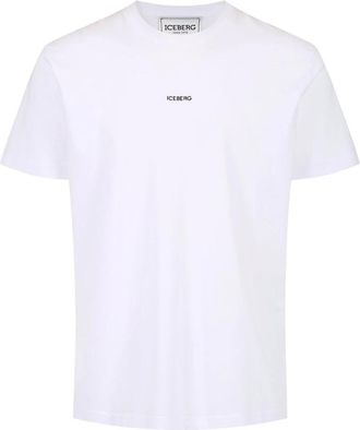 Iceberg Homme, Tops, Blanc, Taille: S T-shirt en jersey de coton &agrave; coupe r&eacute;guli&egrave;re