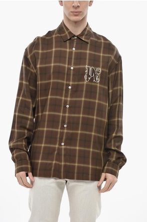 Palm Angels Plaid Check Shirt with Embroidered Logo size 48