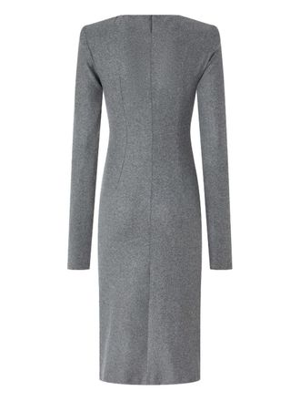 Pinko Womens Draped Midi Dress Melange Grey Polyester