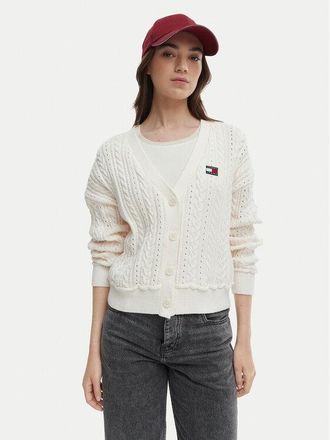Tommy Jeans Strickjacke DW0DW23024 &Eacute;cru Regular Fit