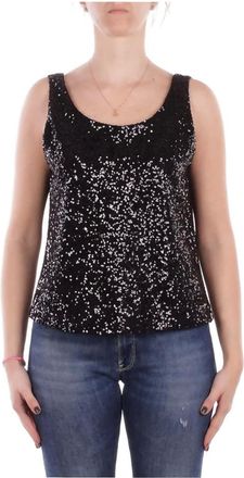 Manila Grace Femme, Tops, Noir, Taille: 42 FR Canotta Dettagli pailettes