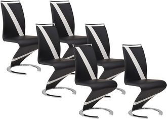 Vente-Unique Stuhl Freischwinger 6er-Set - Kunstleder - Schwarz & Wei&szlig; - TWIZY