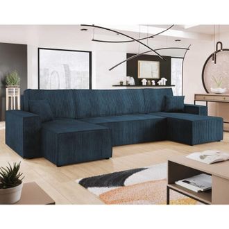 Best Mobilier Bestmobilier - Cezanne - canapé panoramique en u - 7 places - convertible avec coffre - en velours côtelé