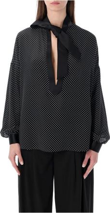 Tom Ford Femme, Blouses et Chemises, Noir, Taille: 32 FR Chemise en soie Pois