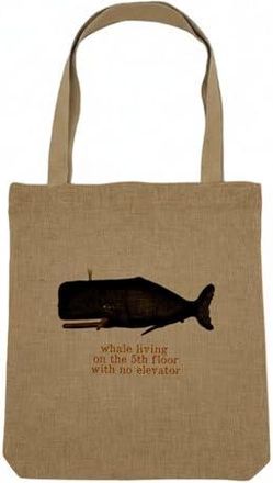 Fabulous Sac Shopping Tote Bag Aspect Lin - Whale of the 5th Floor Biology Illustration Humour - Sac de Courses Toile Epaisse 360g Beige Naturel Cabas Port&eacute; Ep