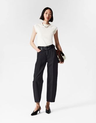 & Other Stories Jean bouffant ajust&eacute; - Noir d&eacute;lav&eacute;-Bleu