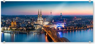artboxONE Acrylglasbild 120x40 cm St&auml;dte/K&ouml;ln K&ouml;ln Nacht Sunset Panorama - Bild k&ouml;ln Sonnenuntergang st&auml;dtepanorama