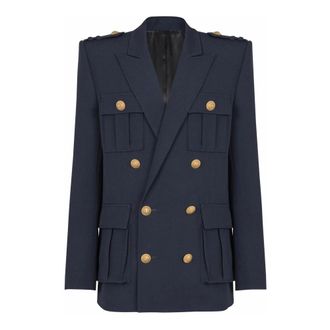 Balmain Saharienne Blazer Jacket - Homme - Vestes - Bleu - Taille: XL