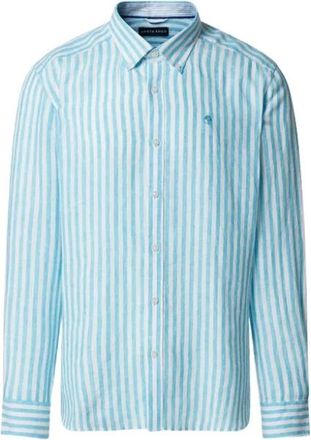 North Sails Homme, Chemises, Bleu, Taille: L Chemise &agrave; Manches Longues Ray&eacute;e en Lin