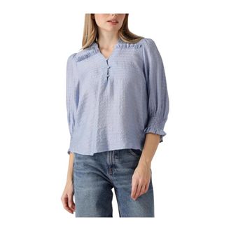 Co'Couture Frill SS Shirt - - Blouses & Shirts - Damen - Blau - L
