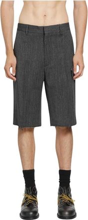 Maison Margiela Shorts en m&eacute;lange de laine &agrave; rayures tennis - Homme - Shorts - Gris - Taille: M