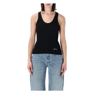 Ganni Soft Cotton Rib Tank Top - - Tops - Damen - Schwarzk - S